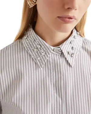 Marella Striped Shirt With Rhinestone Collar