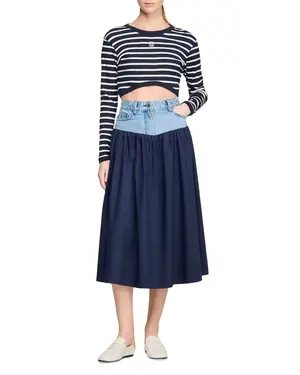 Sandro Long Skirt - Navy Blue