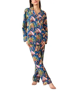 PRINTFRESH Print Fresh Bonfire Stories Long Pajama Set - Starlight Blue