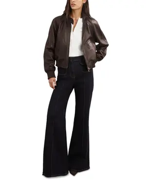 REISS Eloise Cropped Bomber Jacket