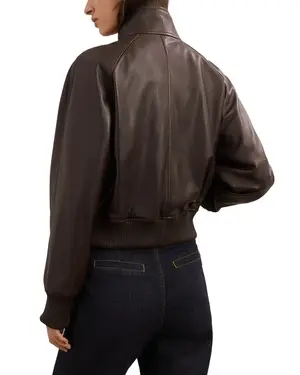 REISS Eloise Cropped Bomber Jacket