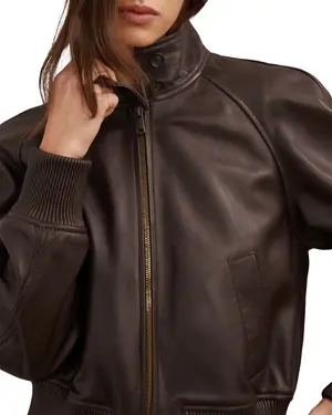 REISS Eloise Cropped Bomber Jacket