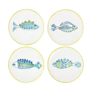 VIETRI Elba's Fish Assorted Fish Salad Plates, Set Of 4 - Multi