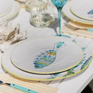 VIETRI Elba's Fish Waved Fin Salad Plate