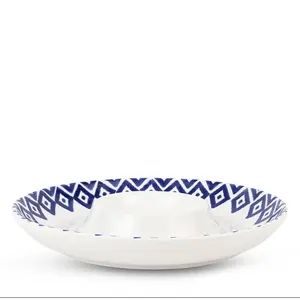 VIETRI Santorini Diamonds Chip And Dip Platter - Blue