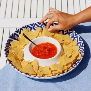VIETRI Santorini Diamonds Chip And Dip Platter
