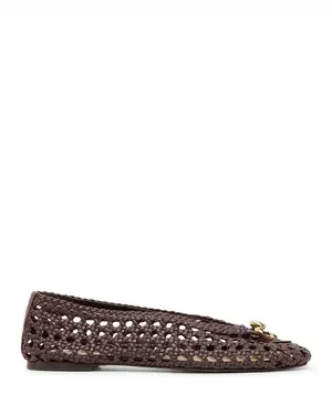 Dolce Vita Cason Charm Woven Flats - Dark Brown Woven Leather