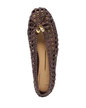 Dolce Vita Cason Charm Woven Flats - Dark Brown Woven Leather