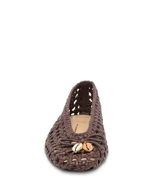 Dolce Vita Cason Charm Woven Flats - Dark Brown Woven Leather