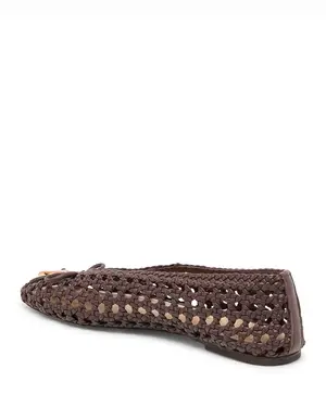 Dolce Vita Cason Charm Woven Flats - Dark Brown Woven Leather