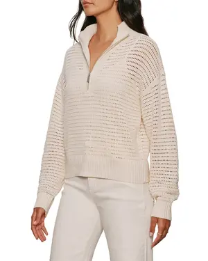 Sanctuary Quarter Zip Openwork Sweater