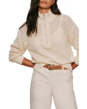 Sanctuary Quarter Zip Openwork Sweater