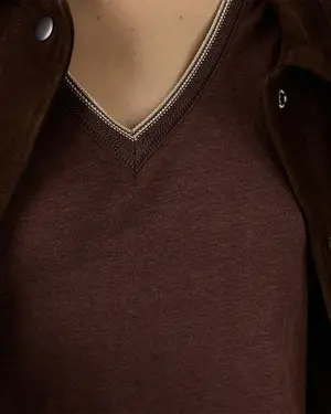 Gerard Darel Mirana Linen V-neck Top - Brown
