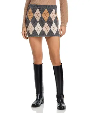 FRAME The Brushed Argyle Skirt - Grey Multi