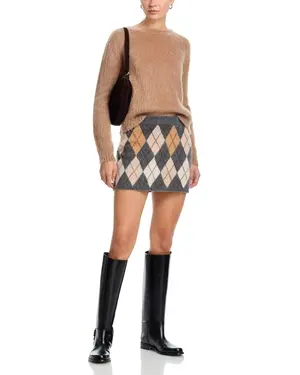 FRAME The Brushed Argyle Skirt - Grey Multi