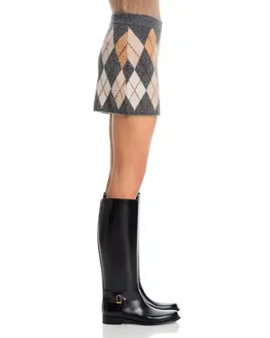 FRAME The Brushed Argyle Skirt - Grey Multi