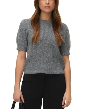 Vero Moda Vmgenius Short Sleeve Pullover Sweater - Medium Grey