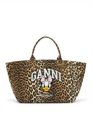 GANNI Xxl Daisy Duck Leopard Print Tote