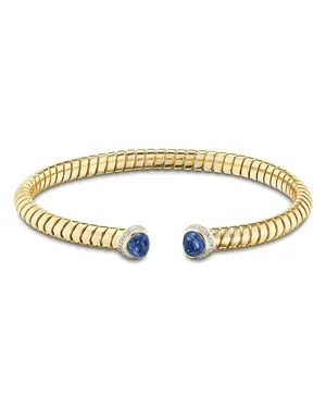Marina B 18k Yellow Trisolina Sapphire And Diamond Bangle Bracelet - Gold