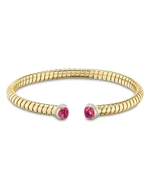 Marina B 18k Yellow Trisolina Ruby & Diamond Bangle Bracelet - Gold