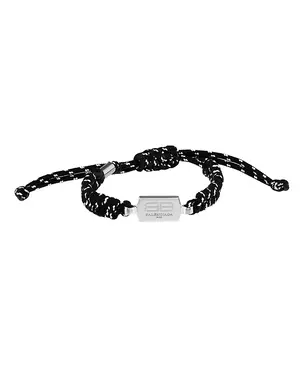 Balenciaga Saint-germain Lace Bracelet - Black/white/shiny Silver