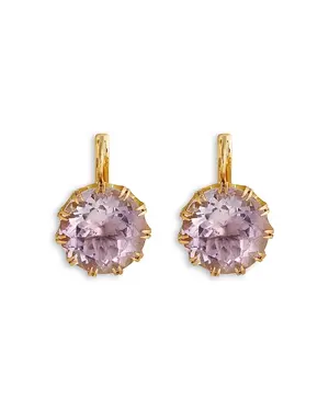 Ileana Makri 18k Fine Crown Pink Amethyst Drop Earrings - Yellow Gold
