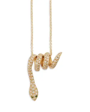 Ileana Makri Diamond & Tsavorite Coiled Cobra Pendant - Yellow Gold