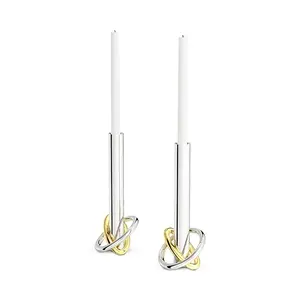 ANNA NEW YORK Ring Candleholders, Set Of 2 - Silver/gold