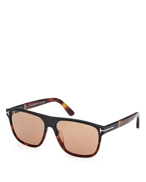 TOM FORD Square Sunglasses, 58mm - Black/ Brown