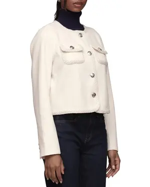 Bagatelle Cropped Jacket With Crochet Trim - Ivory