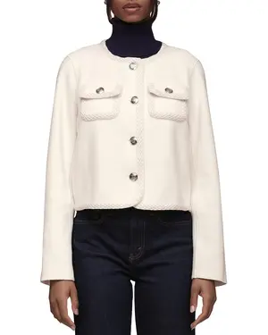 Bagatelle Cropped Jacket With Crochet Trim - Ivory
