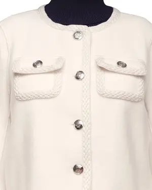 Bagatelle Cropped Jacket With Crochet Trim - Ivory