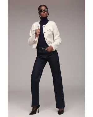 Bagatelle Cropped Jacket With Crochet Trim - Ivory