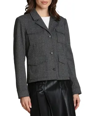 Bagatelle Notch Collar Knit Jacquard Jacket