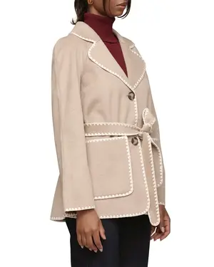 Bagatelle Belted Jacket With Crochet Trim