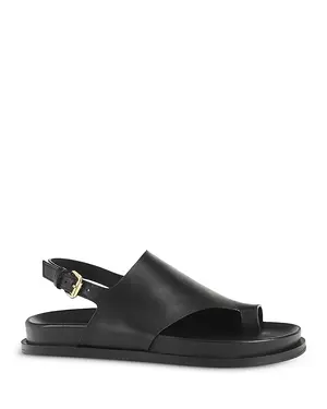Agl Leather Flat Sandals - Nero