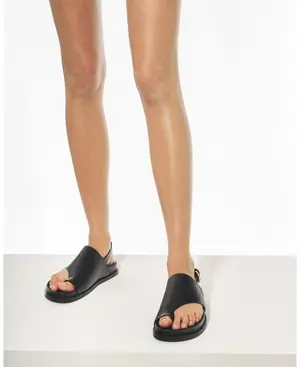 Agl Leather Flat Sandals - Nero