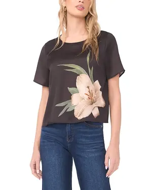 Vince Camuto Floral Graphic Top - Arctic Wolf
