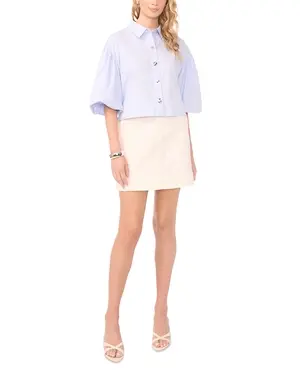Vince Camuto Puff Sleeve Cotton Button-up Top