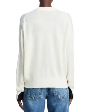 Elan J'taime Embroidered Crewneck Sweater - White
