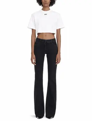 Off-White Cropped T-shirt With Logo - White