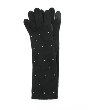 Portolano Cashmere Tech Studded Gloves - Black