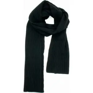 Portolano Cashmere Ribbed Scarf Black