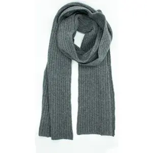 Portolano Cashmere Ribbed Scarf - Medium Grey