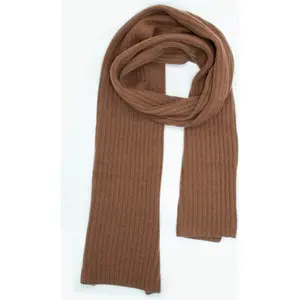 Portolano Cashmere Ribbed Scarf - Toffee