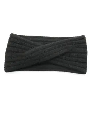 Portolano Cashmere Ribbed Headband - Black