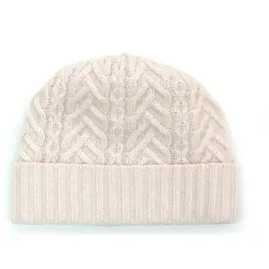Portolano Cashmere Beanie With Fancy Stitch - Mallow