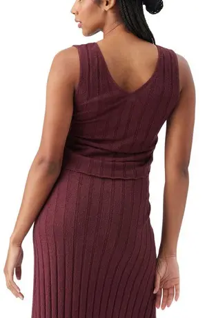 RIPE MATERNITY Misha Rib Knit Tank With Adjustable Front Tie - Maroon