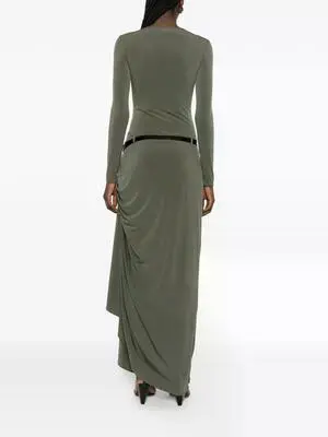 Coperni Long-sleeve Draped Maxi Dress - Green