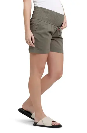 RIPE MATERNITY Philly Cotton Maternity Shorts - Moss